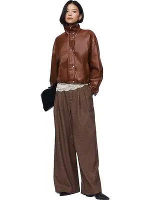 MAEVE Avery Wide Leg Pleated Trousers Pants