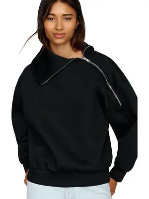 AGOLDE Coyle Asymmetric Zip Sweatshirt Black