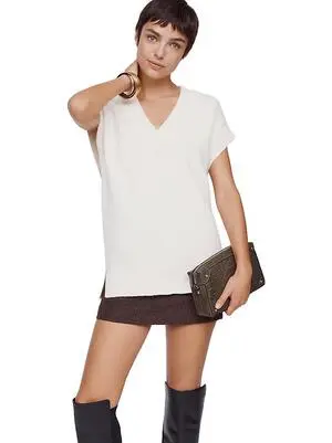 Maeve Overd V-neck Sweater Vest - Ivory