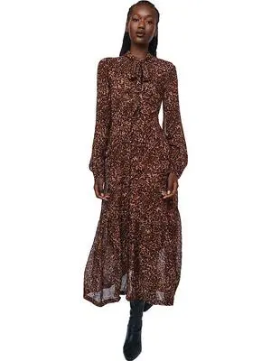 ANTHROPOLOGIE Chiffon Tie-neck Midi Dress