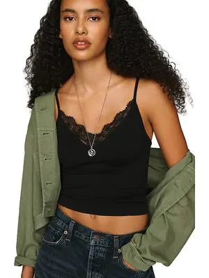 LYREBIRD Seamless Lace Trim Cami Black