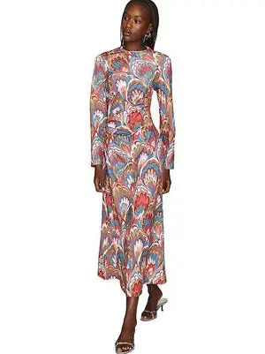 Mestiza New York Gabriella Long-sleeve Midi Dress - Blue Pattern