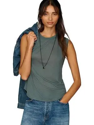 Anthropologie Vnie Wool Blend Tissue Weight Tank Top - Pine