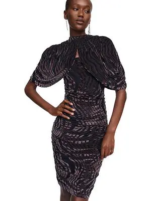Anthropologie Velvet Burnout Cape Dress - Black