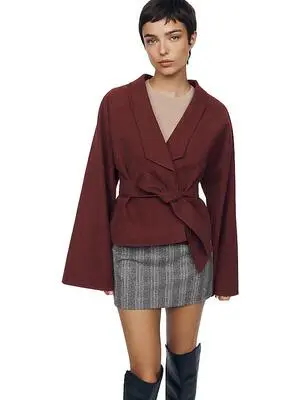 SIEMPRE Faux Suede Dolman Jacket Wine