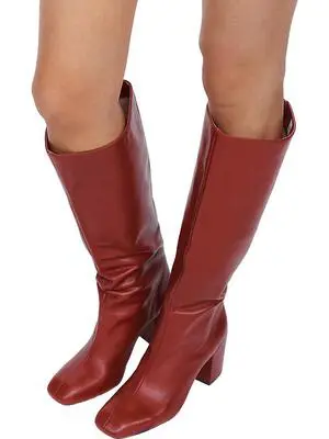 Maeve Square-toe Tall Boots - Red