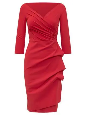 Chiara Boni La Petite Robe Draped V-neck Mini Dress With Structured Detail - Ruby