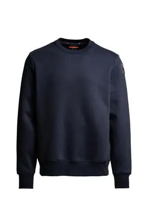 PARAJUMPERS Fleece-lined Ribbed Crewneck Sweatshirt With Sleeve Patch - Blu