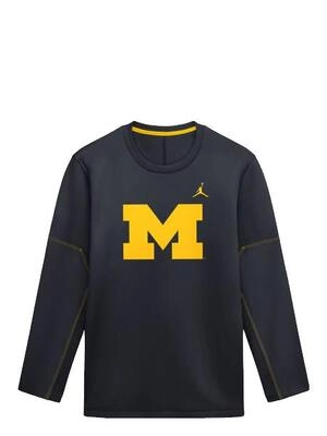 JORDAN BRAND Michigan Wolverines 2026 Sideline Coaches Therma-fit Long Sleeve Top - Navy