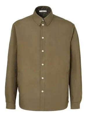 Fendi S Ff Motif Shirt With Side Welt Pockets And Press-stud Closure - Verde