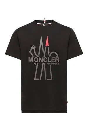 Moncler Crewneck T-shirt With Front Print - Nero
