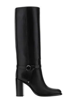 Fendi Dressage Boots In Leather With 9 Cm Heel - Black