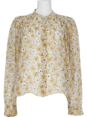 MARANT ETOILE Floral Print Sheer Button Front Blouse - Multicolour