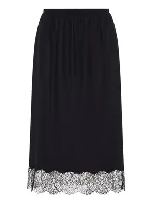Carven Pull-on Wool-cotton-silk Midi Lingerie Skirt - Black