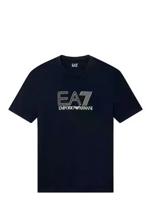EA7 Logo-print Cotton T-shirt - Blue