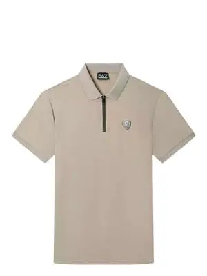 EA7 Train Premium Shield Zip-fastening Logo-patch Polo Shirt - Neutrals