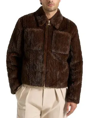 Manière De Voir David Plush Cable Embossed Jacket - Brown