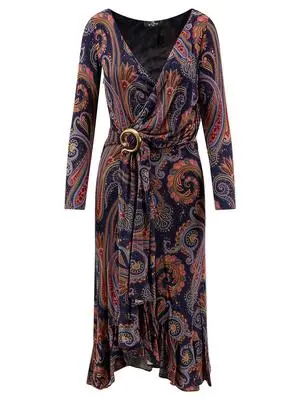 Etro Stretch Viscose Dress With Iconic Pattern - Blue