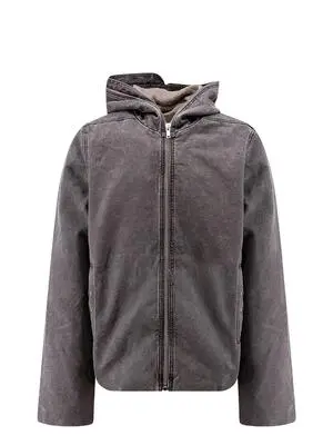 Rick Owens Gimp Zipfront Kjt In Organic Cotton Grey
