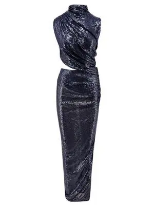 AMAZUIN Leo Stretch Tulle Dress With Sequins - Blue