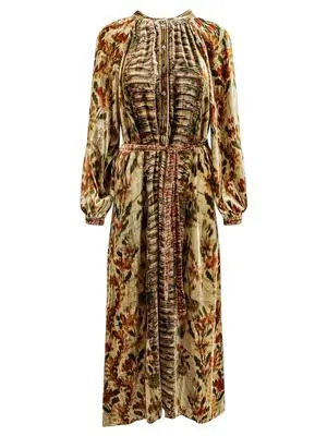 PIERRE-LOUIS MASCIA Kanada Multicolor Chenille Chemisier Dress Beige
