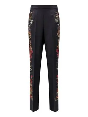 Etro Silk Trousers With Paisley Pattern - Black