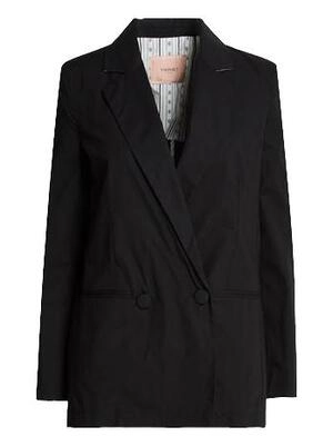 TWINSET Blazer Size Cotton, Elastane - Black