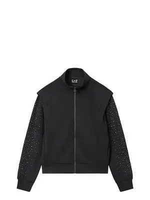 EA7 Rhinestone-embellished Zip-up Sweatshirt - Black
