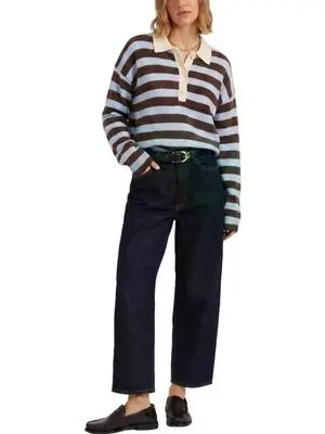 CHINTI & PARKER Striped Merino-wool Polo Top