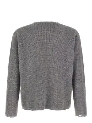 SECOND / LAYER Friends Distressed Honeycomb-knit Sweater - Grey