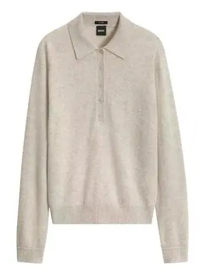 BOSS Pure Cashmere Polo Sweater - Neutrals