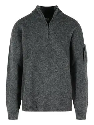 C.P. COMPANY Lens-detail Quarter-zip Sweater - Grey