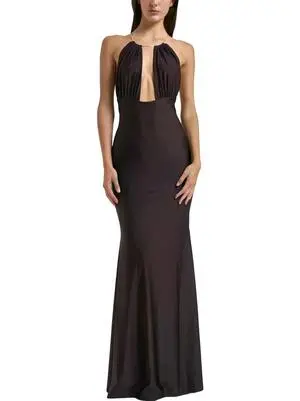 DANAME Calliane Cut-out Halterneck Maxi Dress - Brown