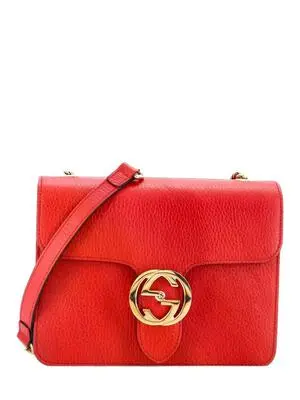 Gucci Interlocking Leather Small Shoulder Bag - Red