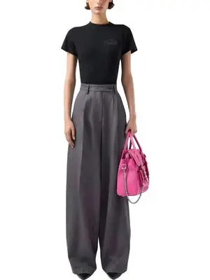 Gcds Logo-patch Wide-leg Trousers - Grey