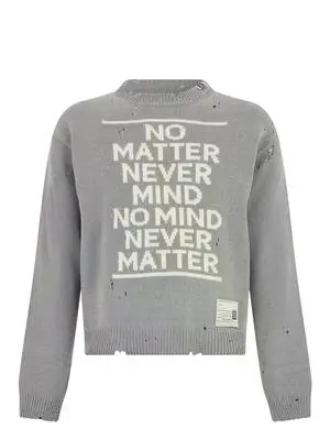 Mihara Yasuhiro Message Jacquard Knit Sweater - Grey