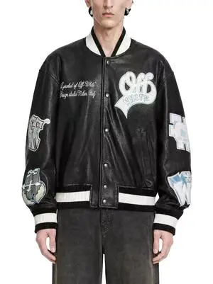 Off-White Patch-detail Varsity Jacket - Black