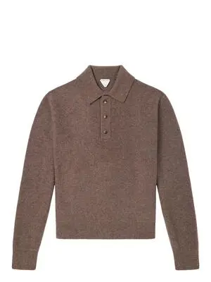Bottega Veneta Brushed Wool And Cashmere-blend Polo Sweater - Brown