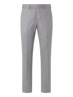 Zegna Tapered Wool And Cashmere-blend Flannel Suit Trousers - Gray