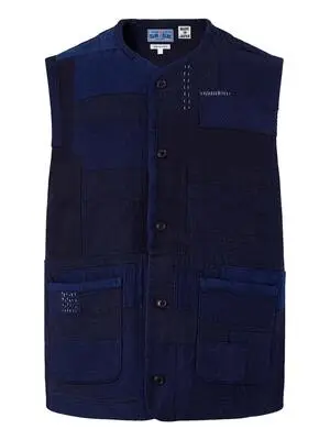 BLUE BLUE JAPAN Blue Blue Japan - Nenrin Patchwork Cotton-Canvas Vest - Men - Blue - S