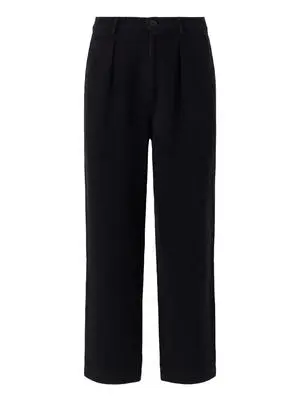 Blue Blue Japan Wide-leg Pleated Cotton-sashiko Trousers - Black