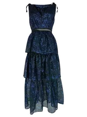 SELF-PORTRAIT 2020s Sequin-embellished V-neck Dress - Blue