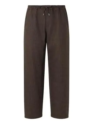 A KIND OF GUISE Samurai Wide-leg Wool-twill Drawstring Trousers - Brown