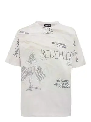 CULTURA Graphic-print Oversized T-shirt - Neutrals