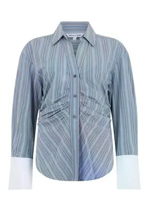 VERONICA BEARD Striped Ruched Shirt