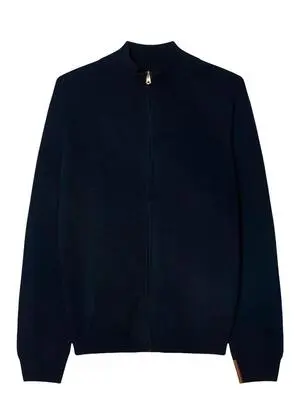 Paul Smith Navy Cashmere Zip Cardigan Blue