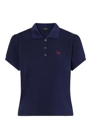 WILLY CHAVARRIA Chavela Logo-embroidered Cotton-piqué Polo Shirt - Blue