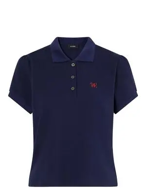 WILLY CHAVARRIA Chavela Logo-embroidered Cotton-piqué Polo Shirt - Navy