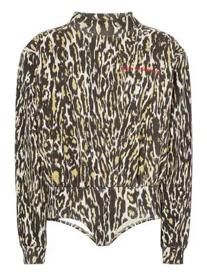 WILLY CHAVARRIA Cheetah Logo-embroidered Print Cotton-jersey Bodysuit - Leopard Print