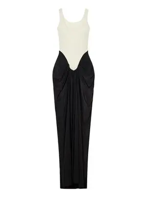 MAYGEL CORONEL Aria Ruched Two-tone Jersey Maxi Dress - Black